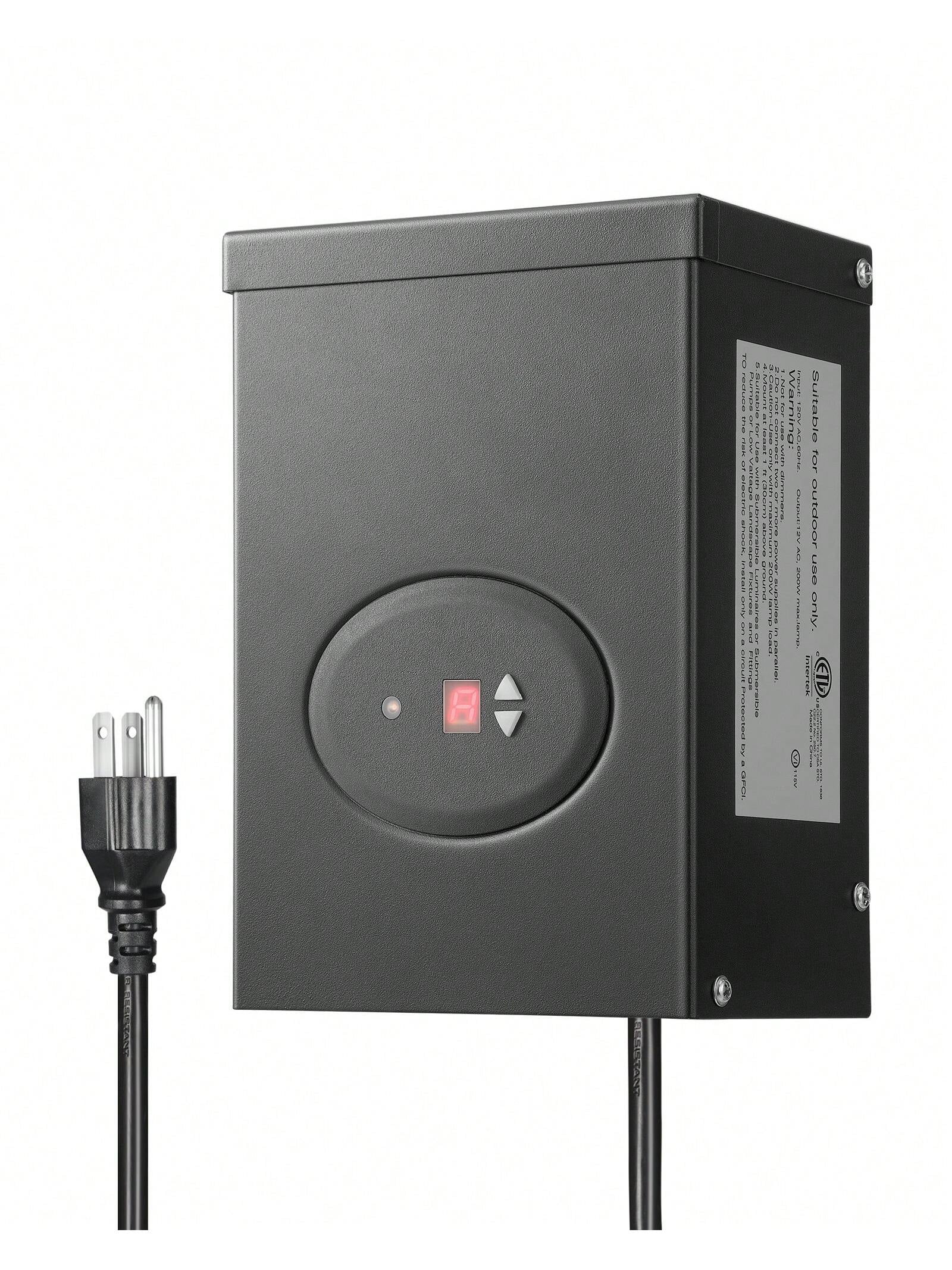 DEWENWILS 200W Low Voltage Landscape Transformer, Outdoor Weatherproof Transformer with Timer ...