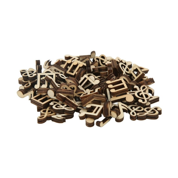 Musical Note Wood Pieces100Pcs Music Notes Wooden Unfinished Wood ...