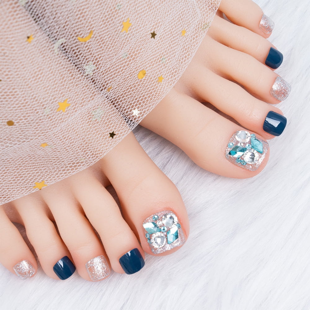 Blue And Silver Nail Art