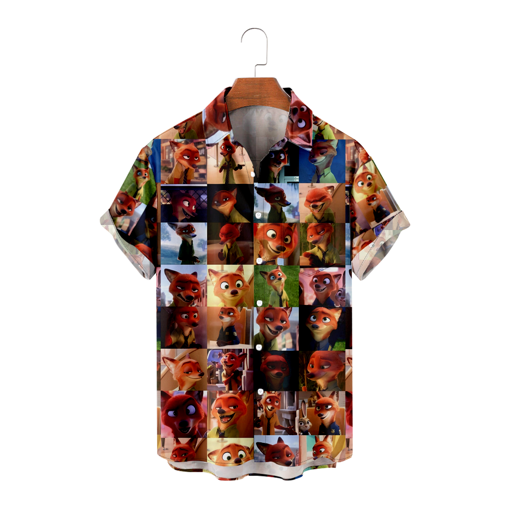 Zootopia theme Shirt Soft Button Down Beach Shirts for summer with ...