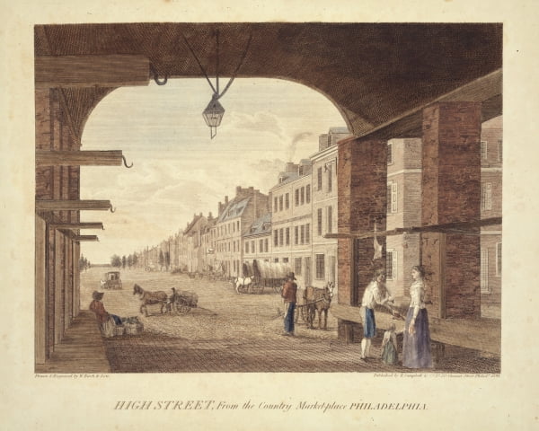 Print: High Street, From The Country Market-Place, Philadelphia, 1800 ...