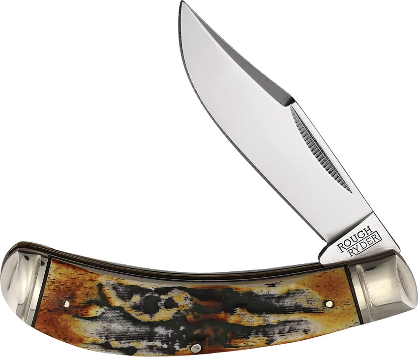 Rough Ryder KB275H-1 Bow Trapper Carbon Steel Blade Stag Handle Folding ...