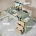 Finmind 39" Computer Desk, Reversible Wood Study Table Office ...