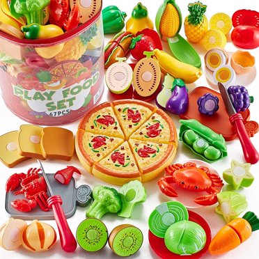 Lehoo Castle Wooden Play Food Sets for Kids 3-8 Years Pretend Cooking ...