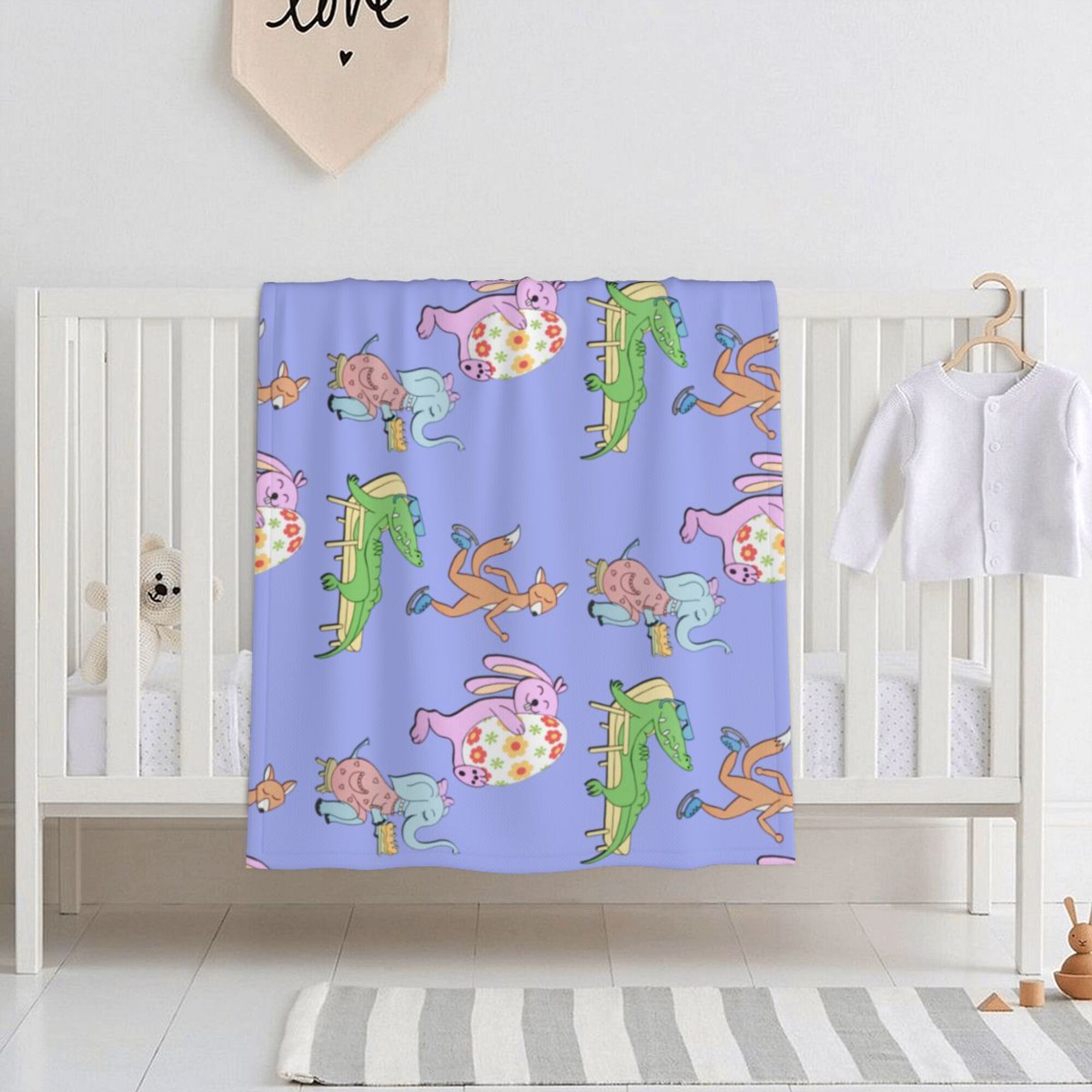 Purple Fun Animal Party Baby Blanket, Warm and Breathable, Soft and ...