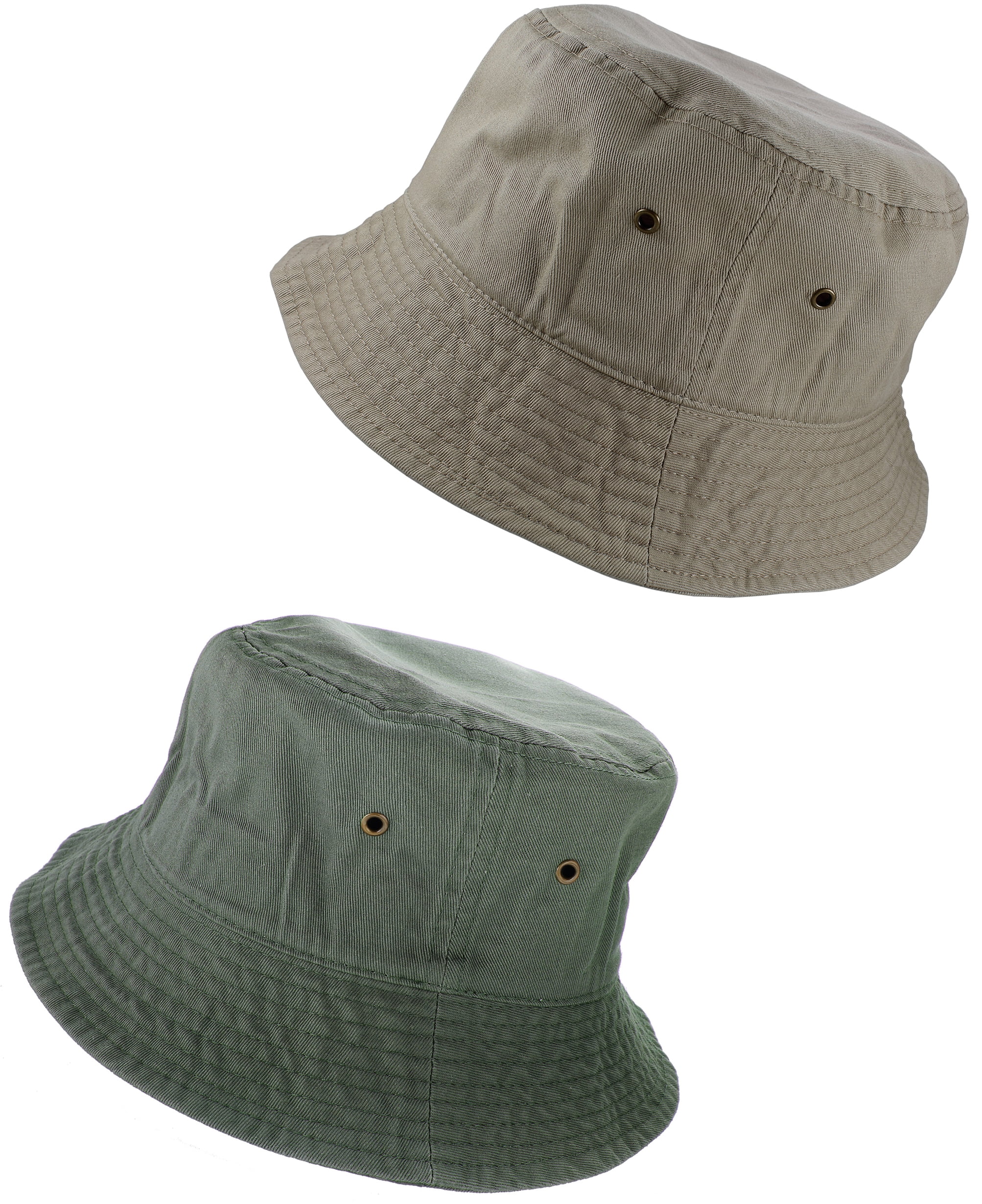 Gelante Bucket Hat 100% Cotton Packable Summer Travel Cap. 2PC: Khaki ...