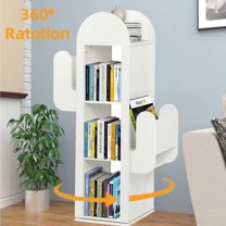 Guidecraft Kids Wooden 5-Tiered Shelving Display: Rotating Bookcase ...