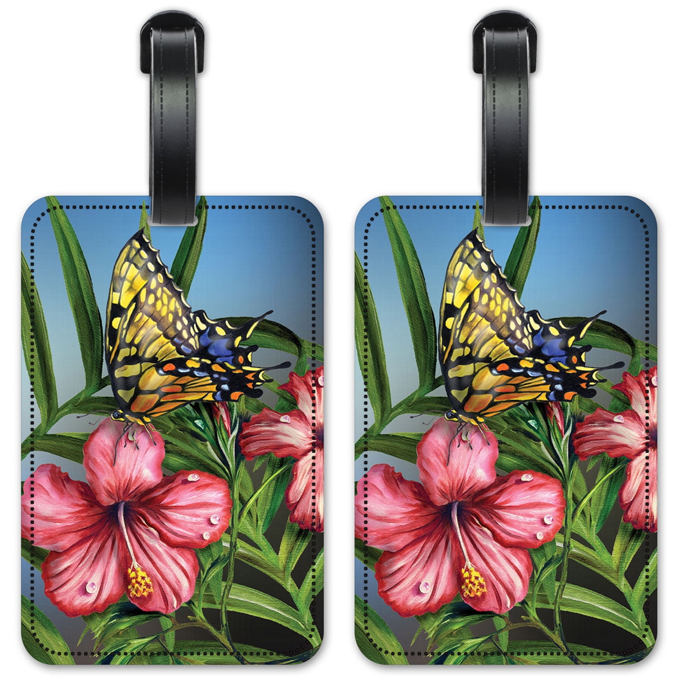 Yellow Butterfly - Luggage ID Tags / Suitcase Identification Cards ...