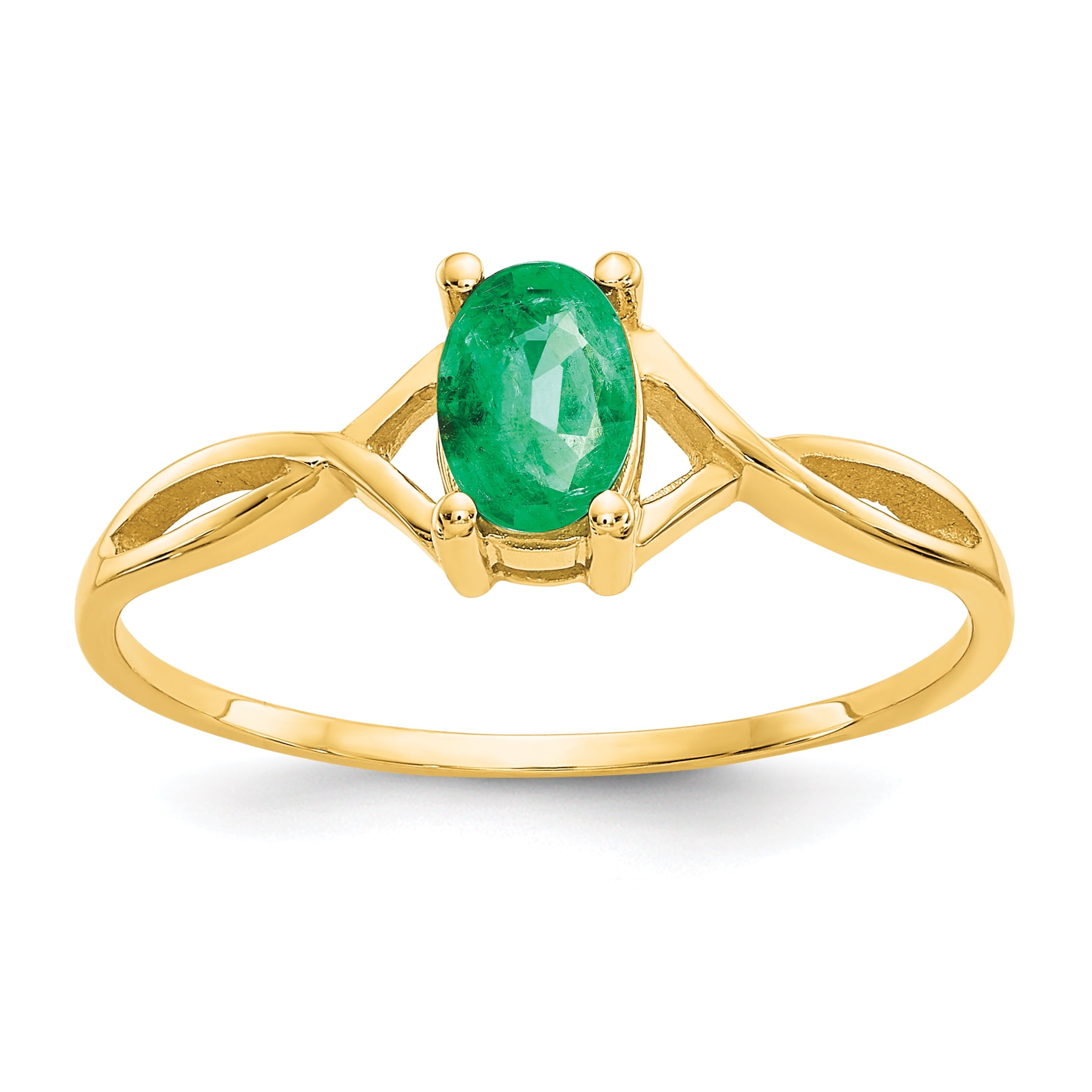 Primal Gold 14 Karat Yellow Gold Emerald Birthstone Ring - Walmart.com