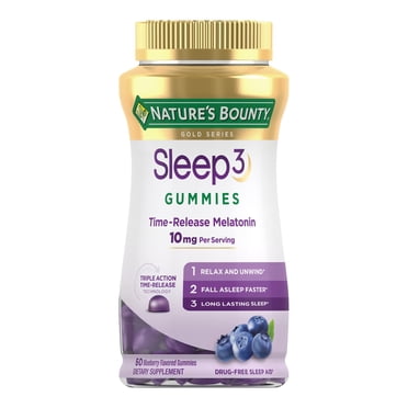 Nature’s Bounty Sleep3 Melatonin, 10mg, 60 Count, Triple Action, Non ...