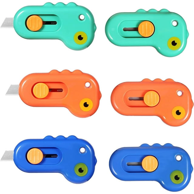 6 Pieces Mini Box Cutter Retractable Utility Knife Letter Opener Paper ...