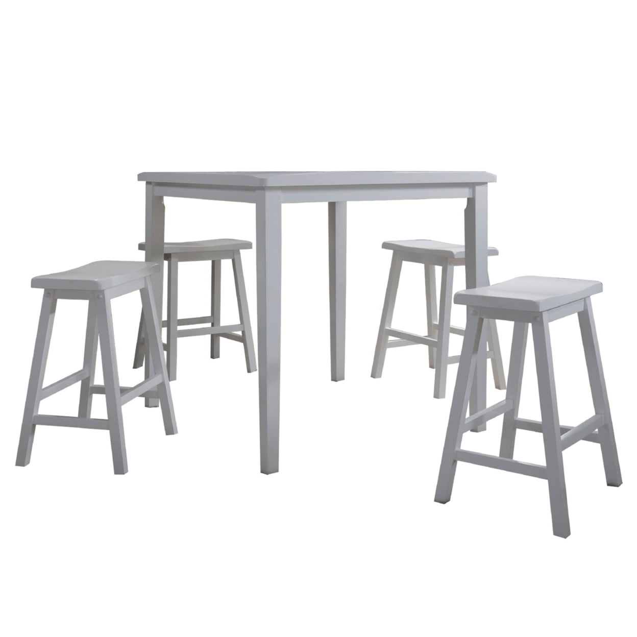 Gael 36 Inch Counter Height Square Dining Table Set, 4 Stools, Wood ...