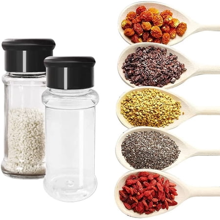 Xizioo 5 Pieces of Plastic Empty Spice Bottles, Reusable Clear ...