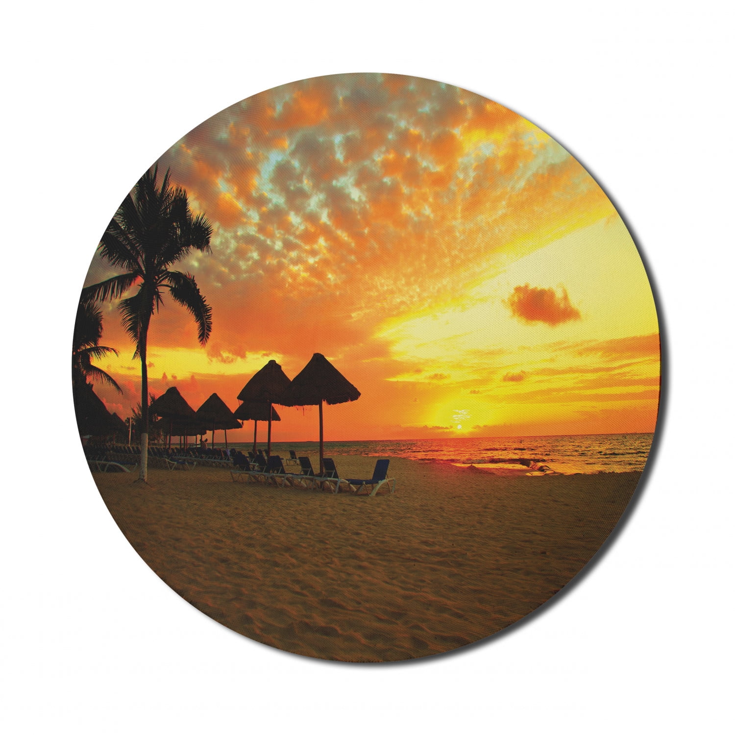 Seaside Mouse Pad for Computers, Sunset Scene at Beach Resort ...