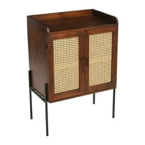 Creative Co-Op Boho Solid Wood Bar Cabinet with Metal Legs and Woven ...