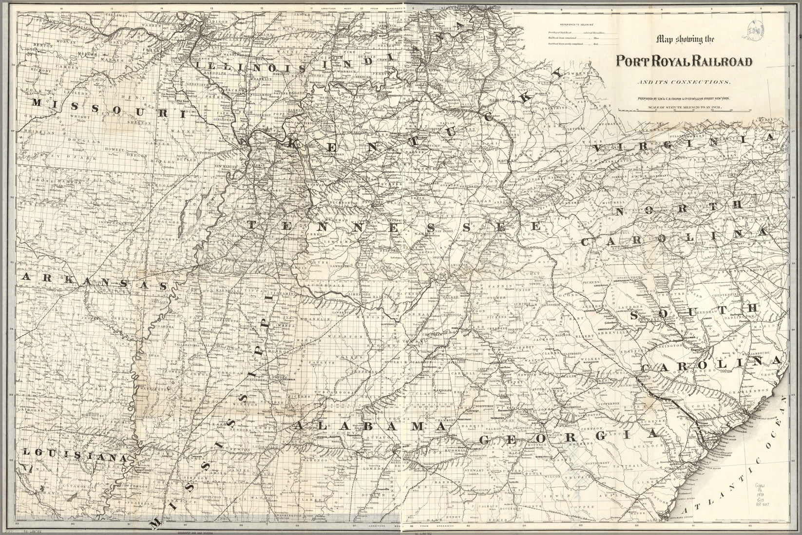 24"x36" Gallery Poster, Map showing the Port Royal Railroad 1870 ...