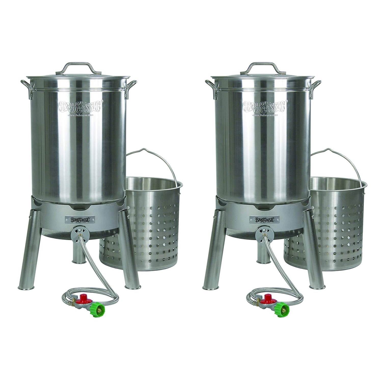 Bayou Classic Stainless Steel 44 Quart Seafood & Crawfish Cooker Kit (2 ...