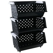 AURORA TRADE Stackable Storage Bins Plastic Baskets Rack Stacking Stand ...