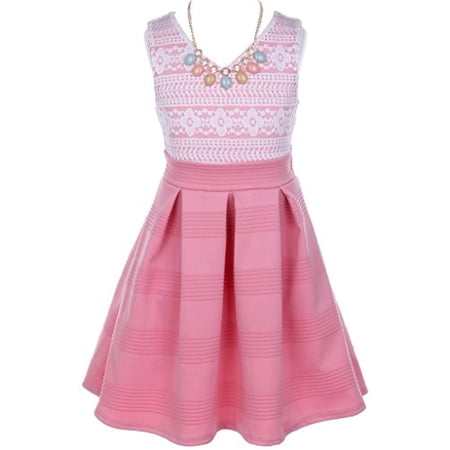 Dreamer P - Big Girls' Sleeveless Dress Lace Top Floral Print Summer ...