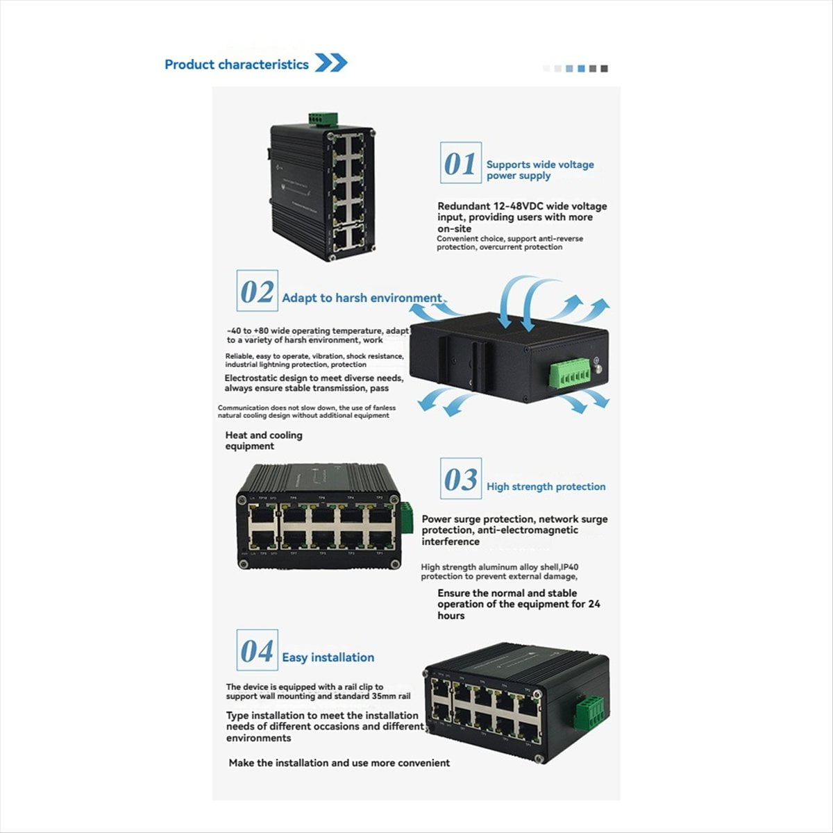 Mini Industriel 10 Port PoE Gigabit Ethernet Switch Industriel Switch ...