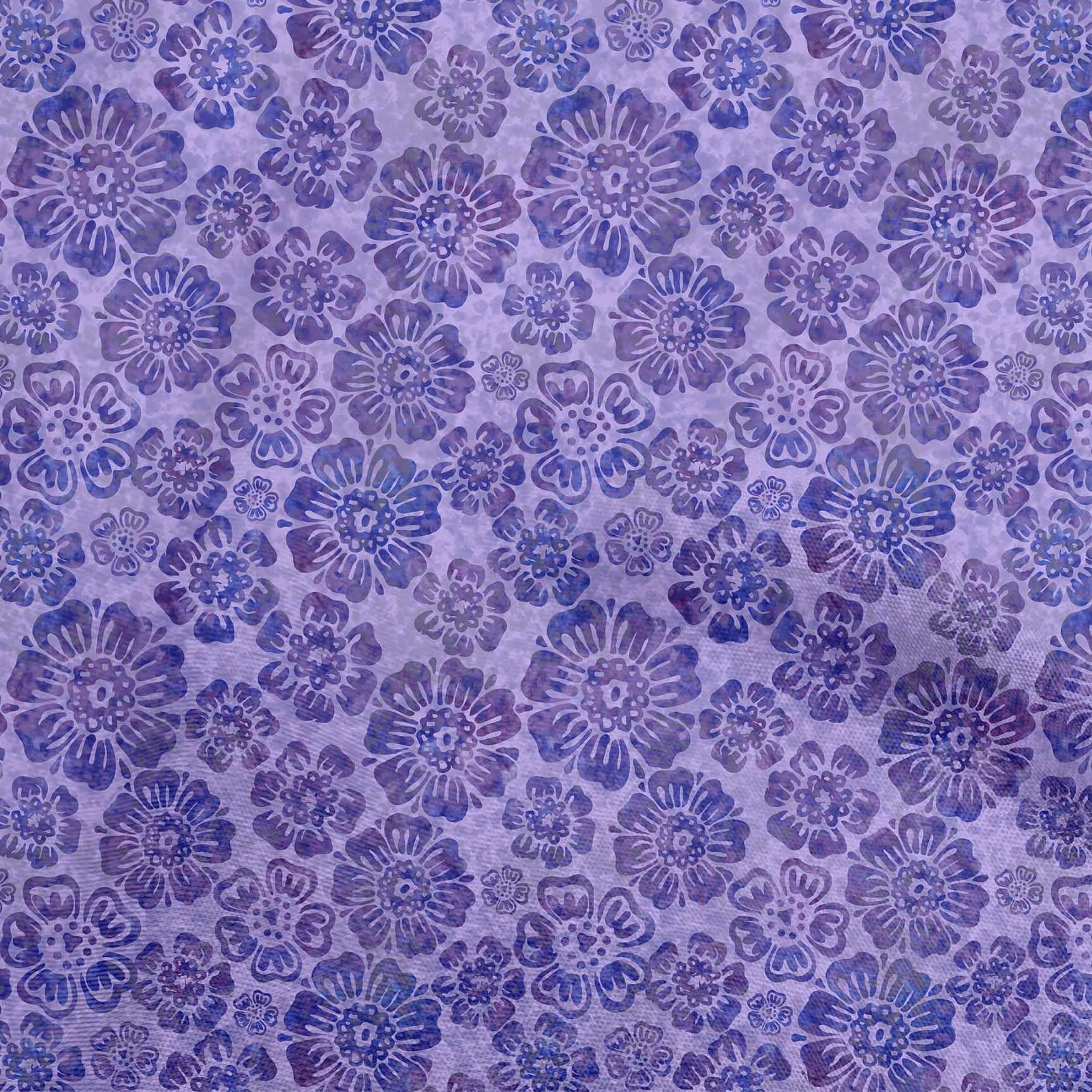 oneOone Cotton Poplin Violet Fabric Floral Sewing Material Print Fabric ...