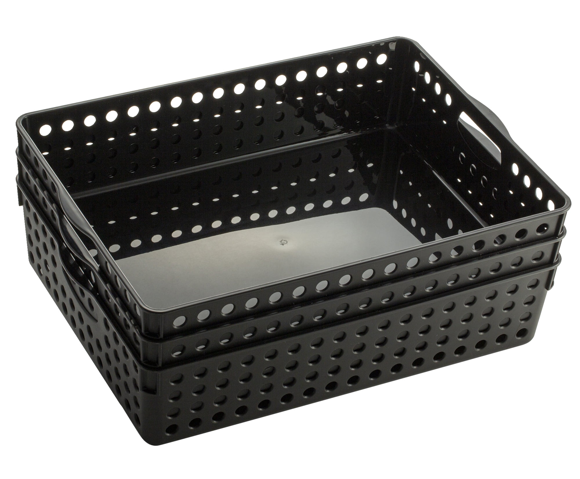 Achieva File Baskets, 13-1/4 x 9-5/8 x 3 Inches, Black, Pack of 3 ...