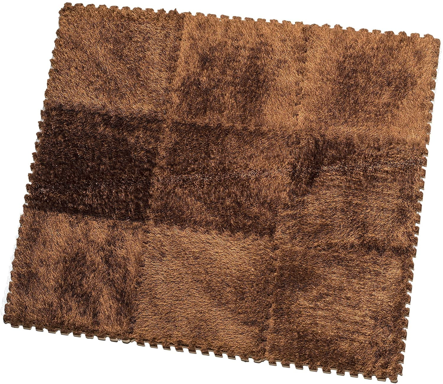 HemingWeigh Fuzzy Area Rug - 9 Fluffy Carpet Tiles For Kids Plush ...
