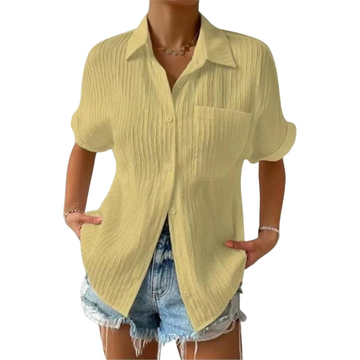 Click here for Generic Crew Neck Lace Casual Loose Shirt  Womens... prices