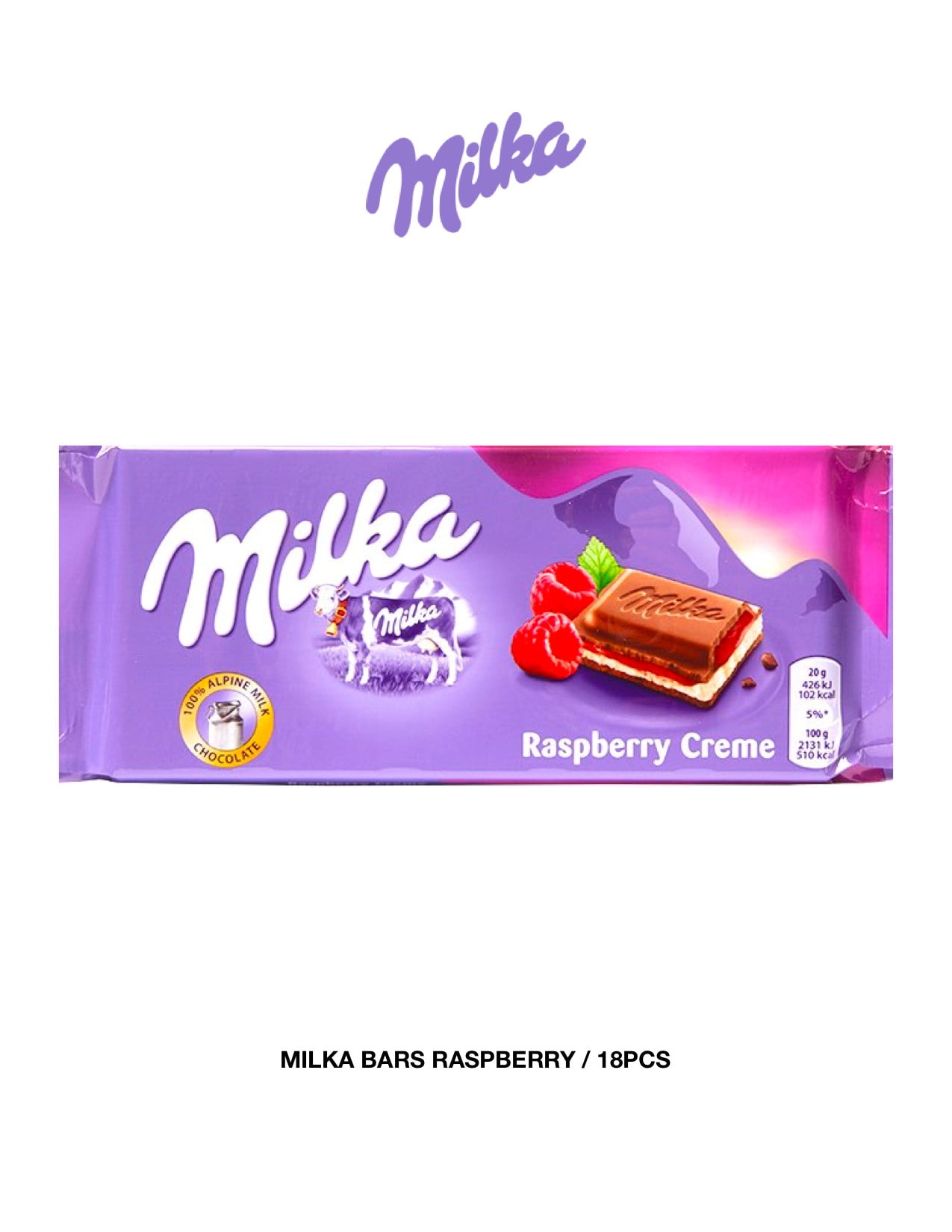 Milka Raspberry Creme 100g (Pack of 22) - Walmart.com