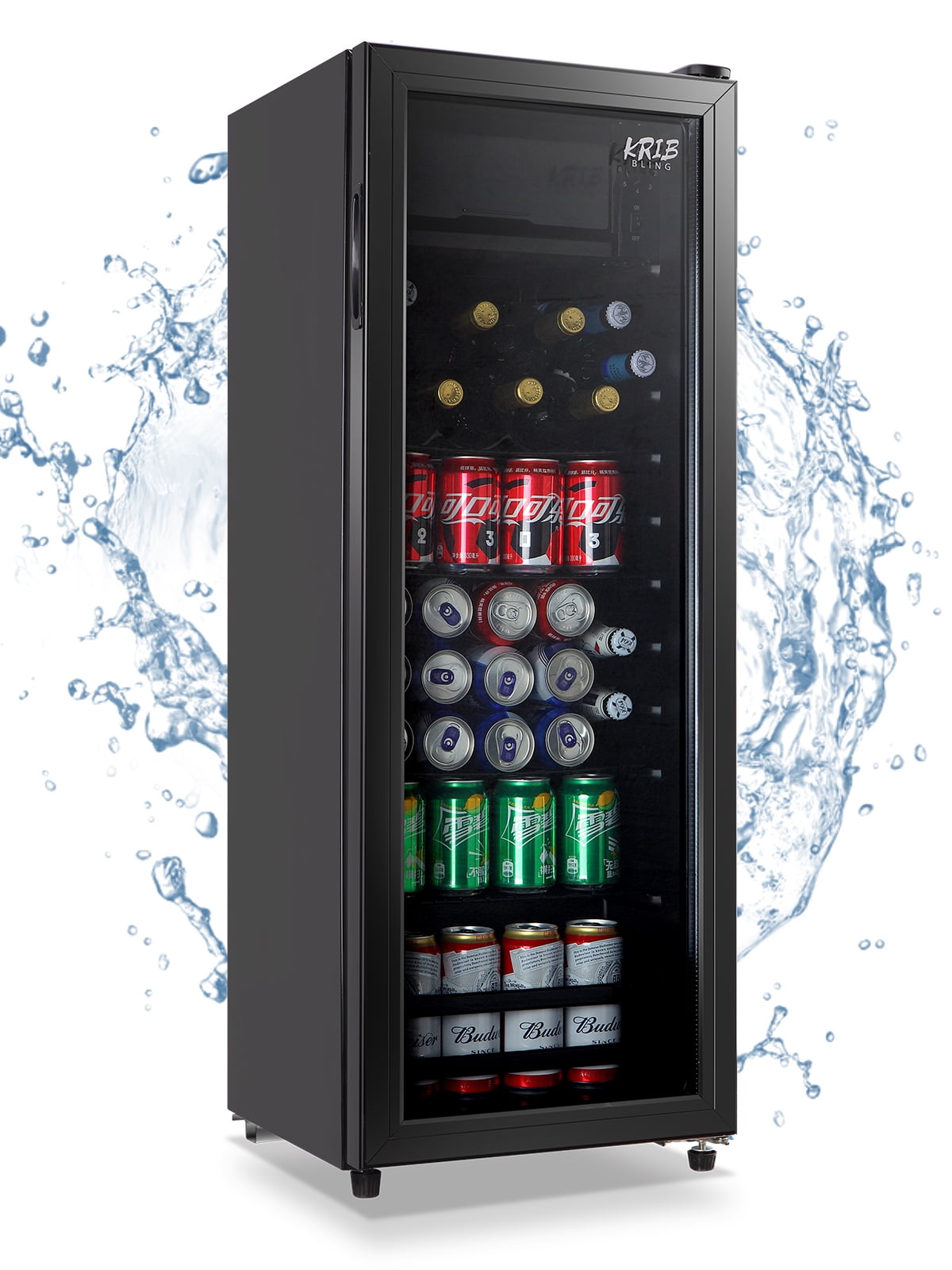 KRIB BLING Beverage Refrigerator and Cooler with Freezer, 160 Cans ...