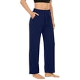 AVRNLIQ Womens Navy Drawstring Wide Leg Sweatpants - High Waisted Loose ...