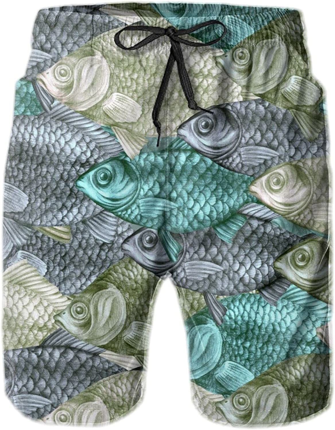 Men's Color Fish Swim Trunks Quick Dry Swim Shorts Print Beach Board ...