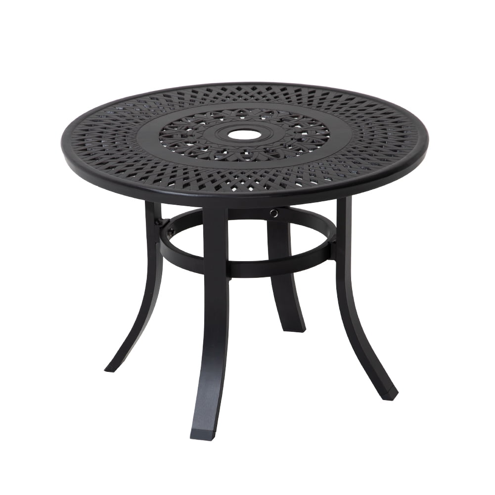 Crestlive Products Round Cast Aluminum Patio Outdoor Side Table Black ...