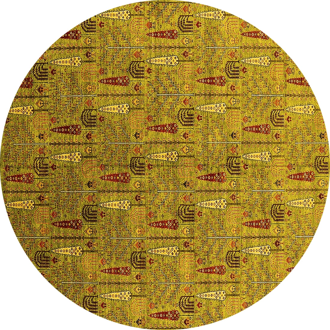 Ahgly Company Indoor Round Oriental Yellow Industrial Area Rugs, 7 ...