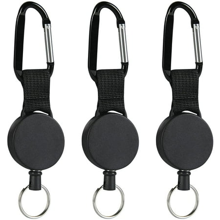 SHTKUYING 3 Pieces Retractable Keychain, Carabiner with Retractable ...