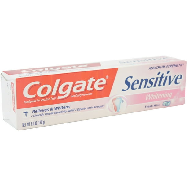 Colgate Sensitive Maximum Strength Whitening Toothpaste 6 oz (Pack of 2 ...