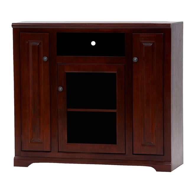 Poplar Tall TV Stand with 2 Raised Panel Doors, European Ivory ...