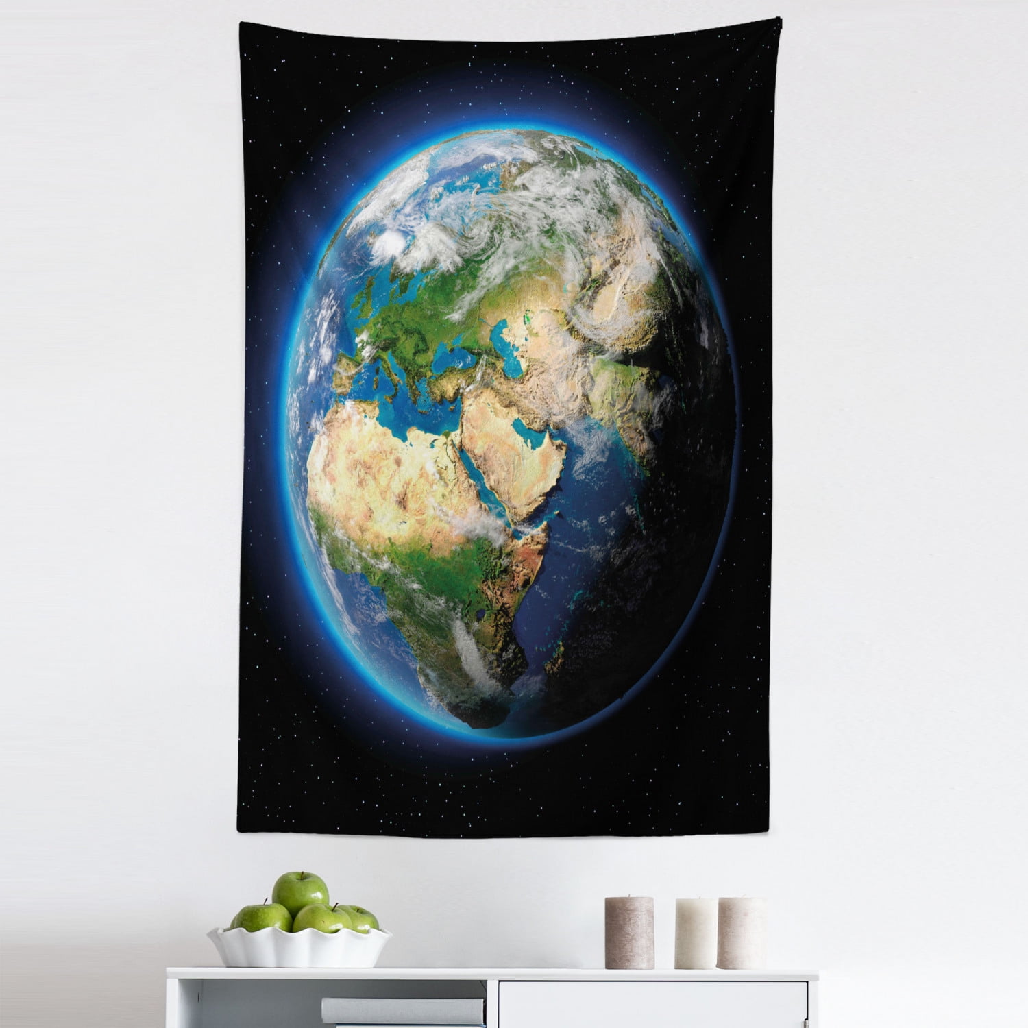 Earth Tapestry, Vivid Earth Globe with Blue Seas Greenery Volumetric ...