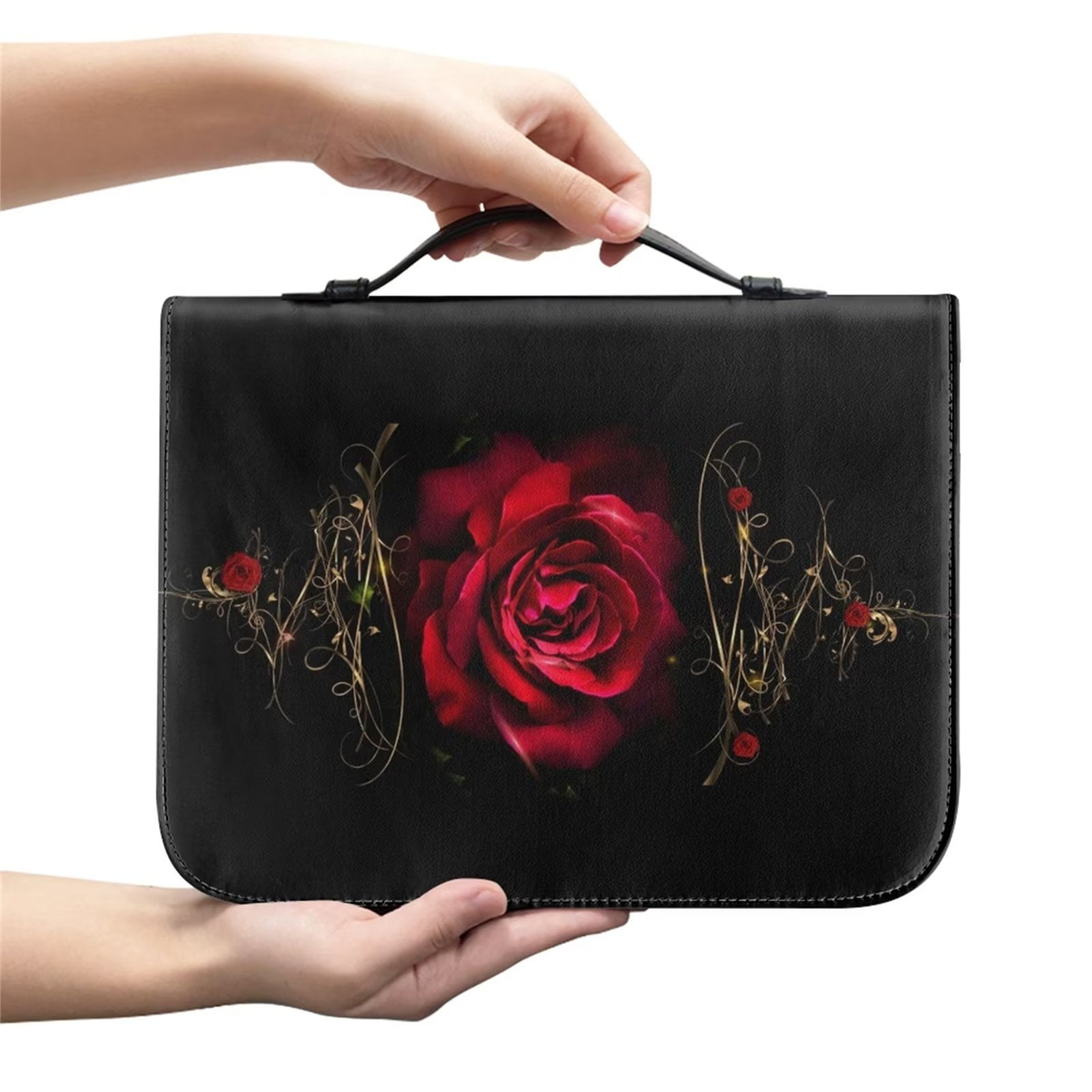 Renewold Classic Red Rose Bible Bag PU Leather for Women Bible Case PU ...