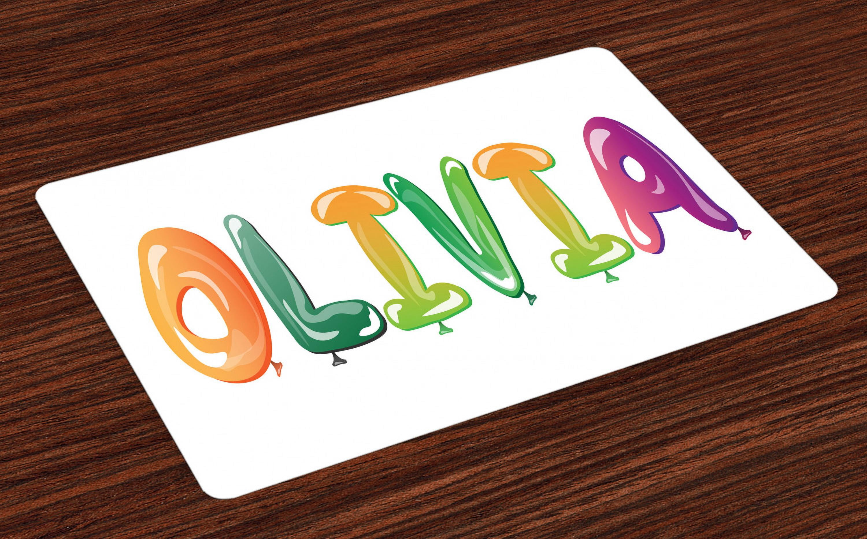 Ambesonne Olivia Place Mats Set of 4, Medieval Girl Name Party ...