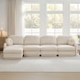 137" Oversize Chenille L-Shaped Sofa,Deep Seat Sofa Couch with Movable ...