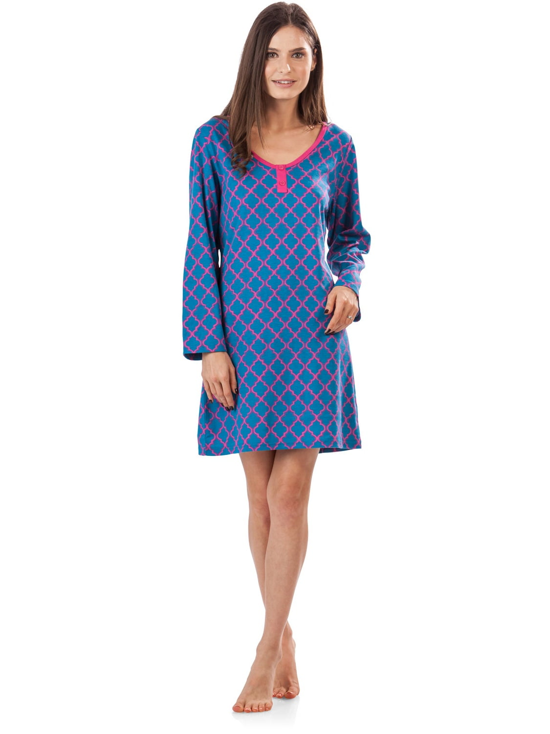 BHPJ By Bedhead Pajamas Women's Long Sleeve Henley Nightshirt - Jewel ...