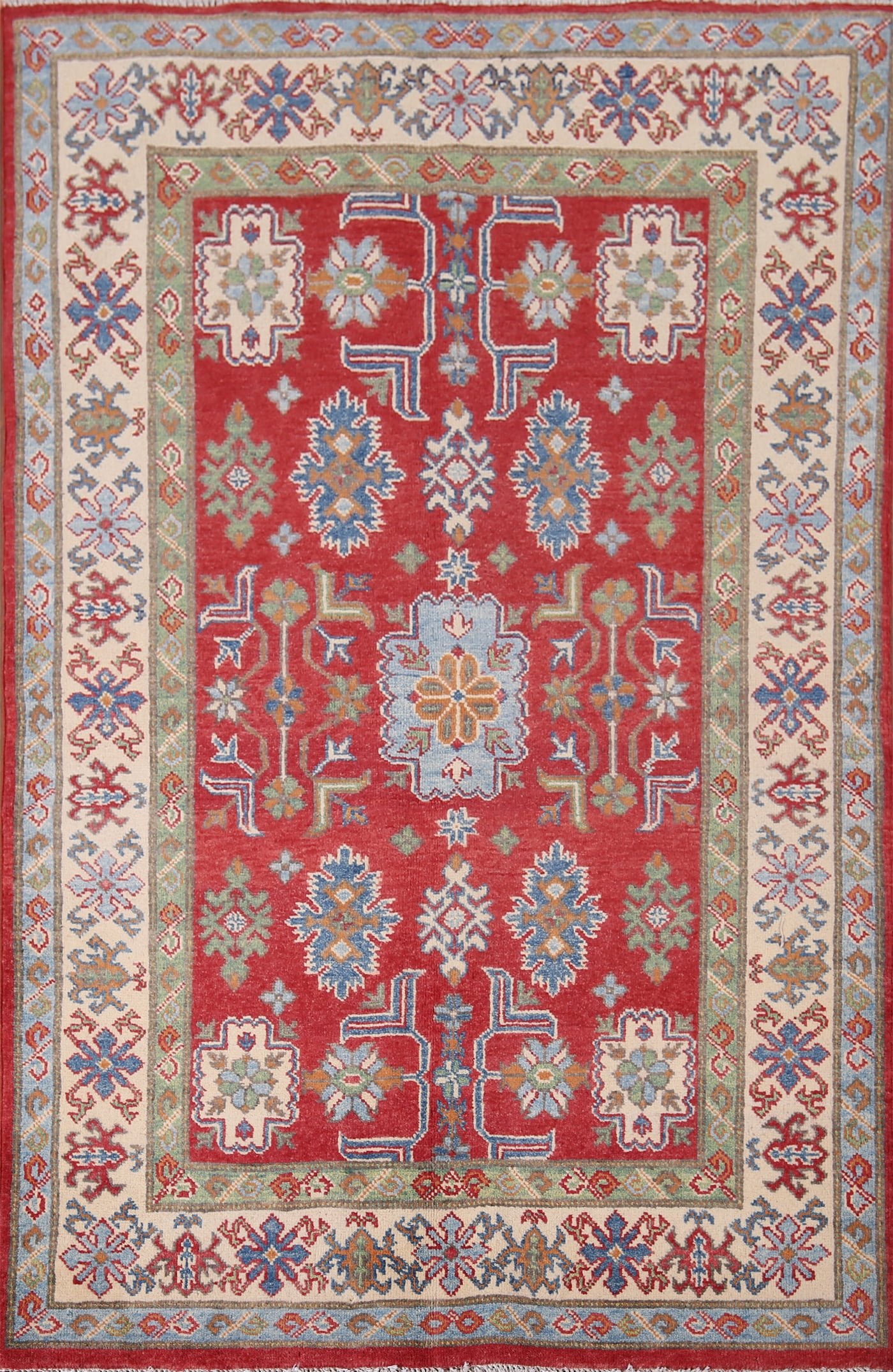 Traditional Collection, Red Geometric Area Rug 5' 9'' X 4' 0 ...