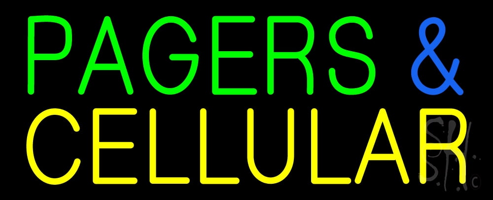 Green Pagers and Cellular LED Neon Sign 13 x 32 - inches, Clear Edge ...