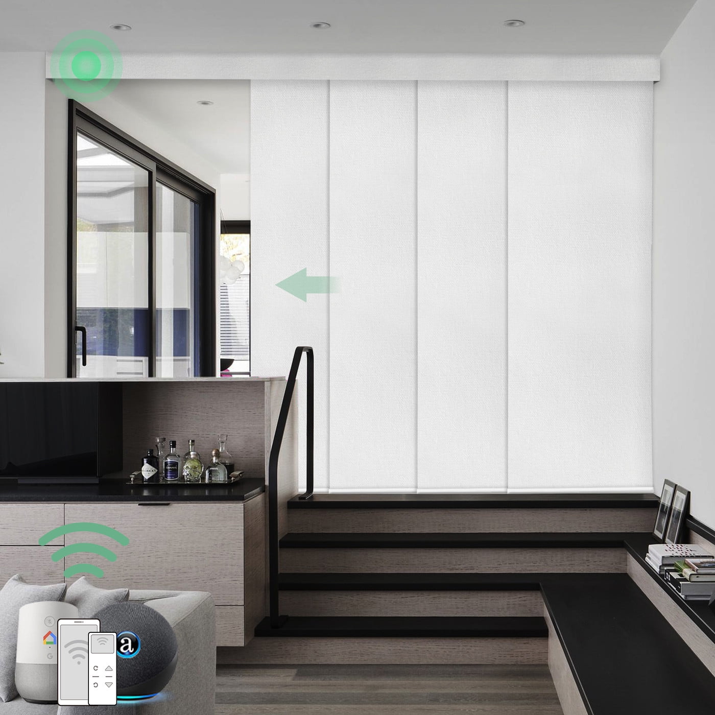 Yoolax Motorized Sliding Panel Track Blind Blackout Smart Vertical ...