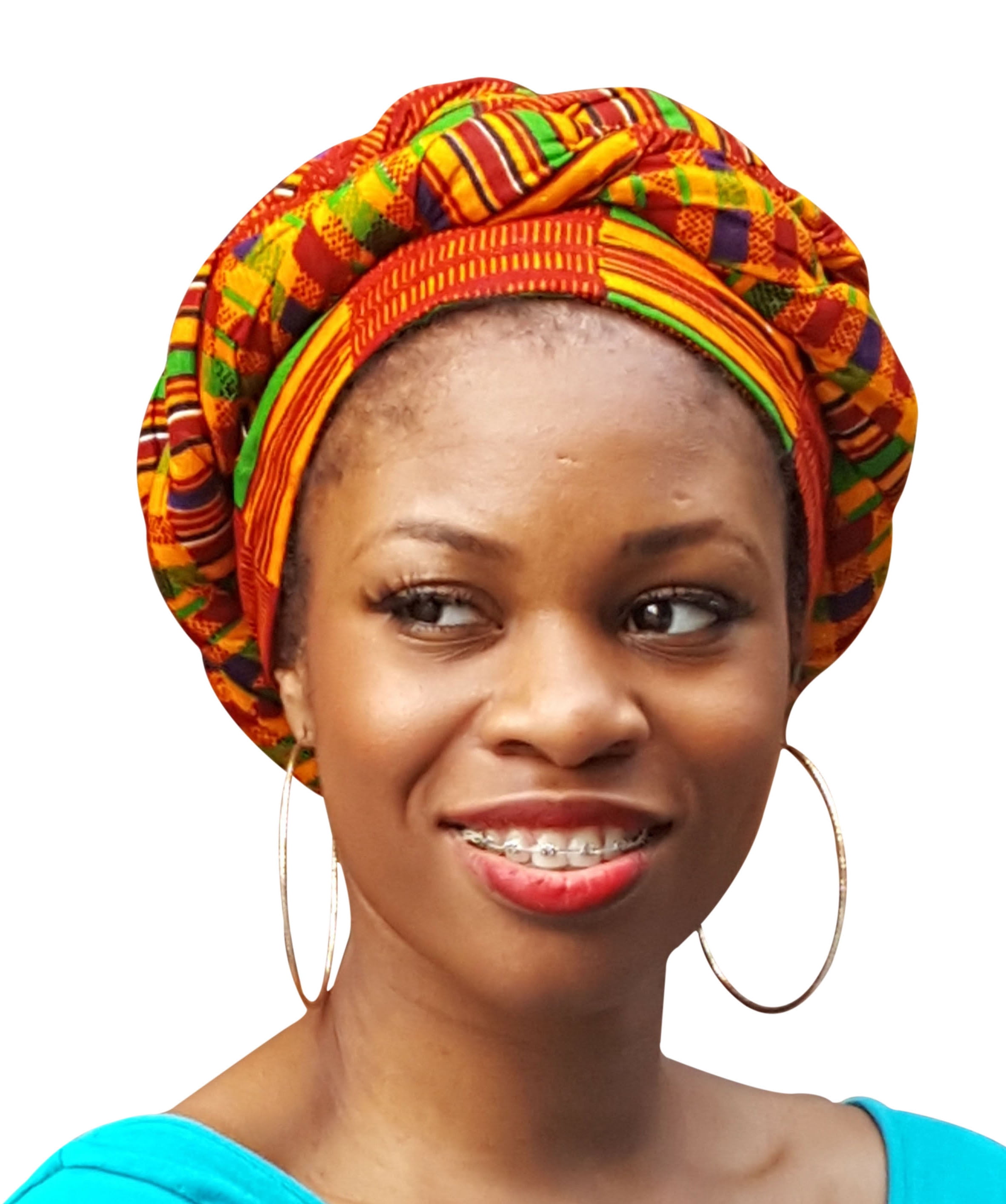 Kente African Print Ankara Modu Hat Pre Tied Head Wrap