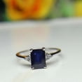 AFGEMSNJEWELLERY Blue Sapphire Ring Sterling Silver Emerald Cut ...