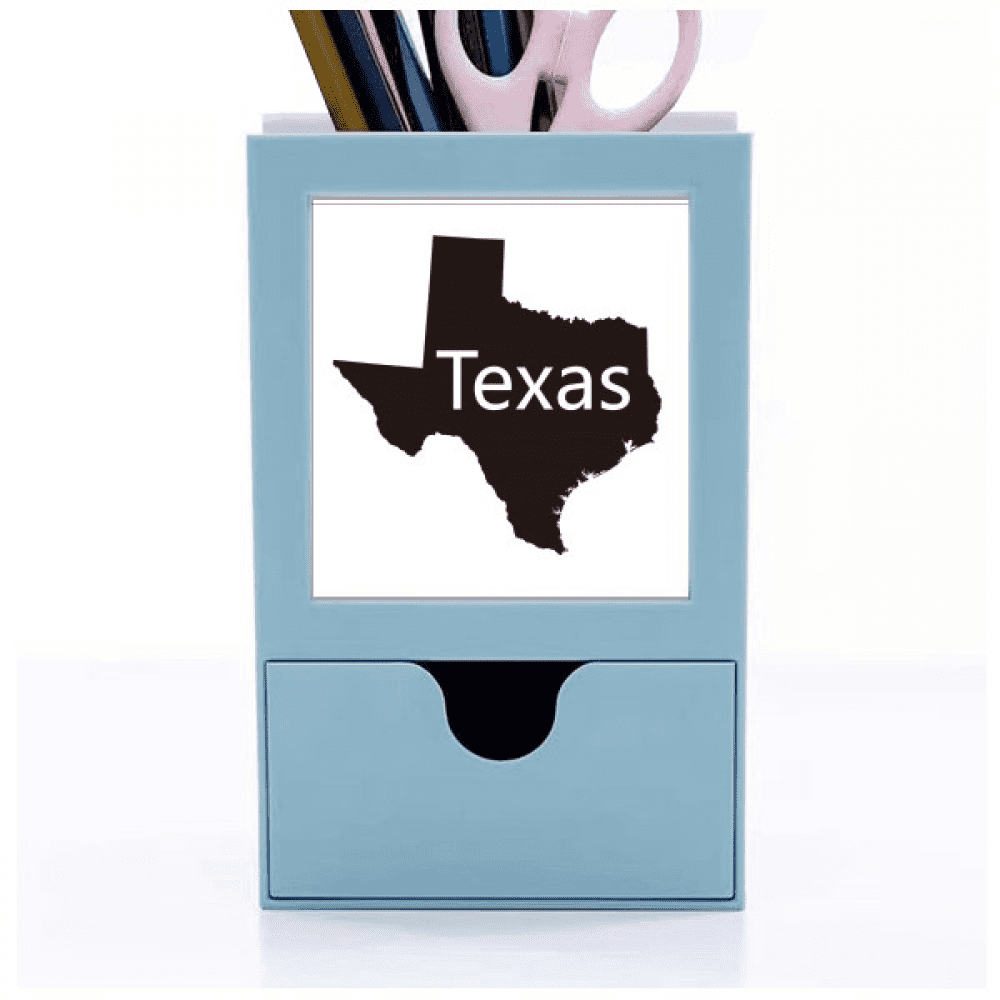 Texas America USA Map Outline Desk Supplies Organizer Pen Holder Card ...