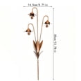Triple Head Metal Garden Stake Golden Floral Leaf Yard Ornament Weather ...