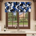 Blue Grey Stripes 2 Panels Kitchen Valance, Abstract Line Geometric ...